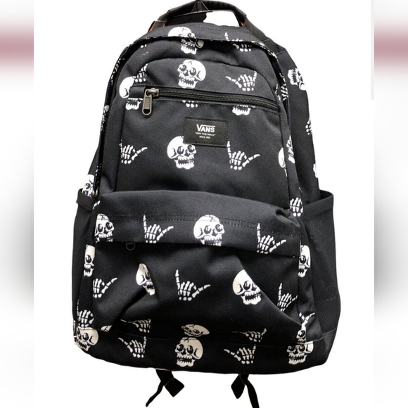 Vans | Bags | Vans Black Skull Print Backpack | Poshmark